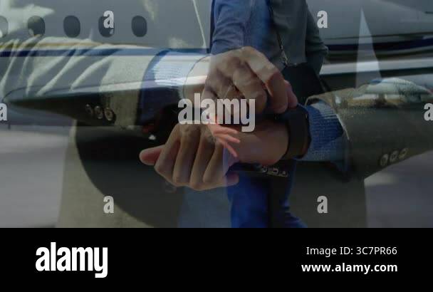Boarding private jet, businessman shaking hands in professional ...