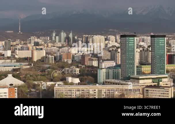 Almaty, Kazakhstan, 04.07.2025. View from a quadcopter on the central ...
