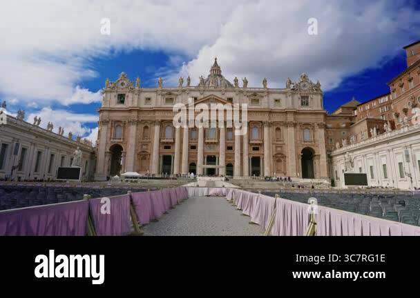 Timelapse of front of St. Peters Basilica in Vatican. Rome, Italy Stock ...