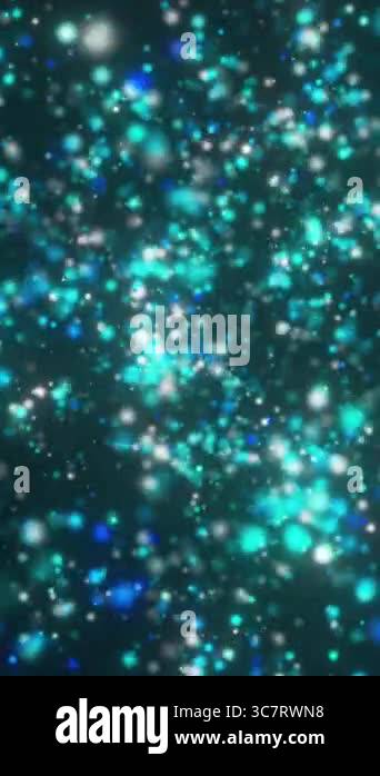 The video showcases floating blue and white lights against a dark ...