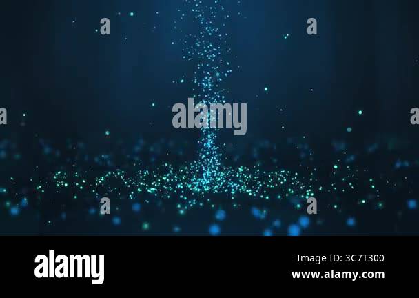 Blue tornado at the center of many particles twirling on the ground and ...