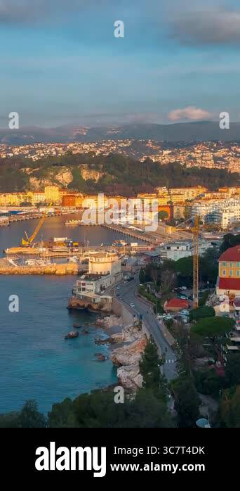French Riviera. Panoramic view of the seashore in Nice, Provence-Alpes ...