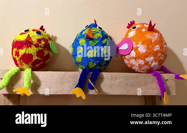 Adorable handmade paper birds featuring bright colors and fun shapes ...