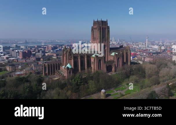 Aerial view of Liverpool showcasing the Gothic style Liverpool ...