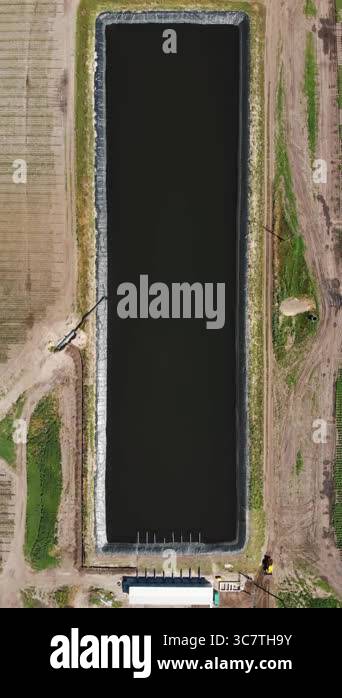 Aero. top view. man-made special, water storage pool, tank or reservoir ...