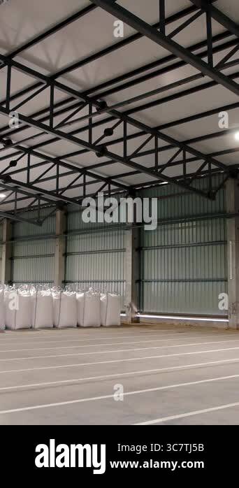 Agriculture storage. warehouse. bags of corn seeds, grain. large ...