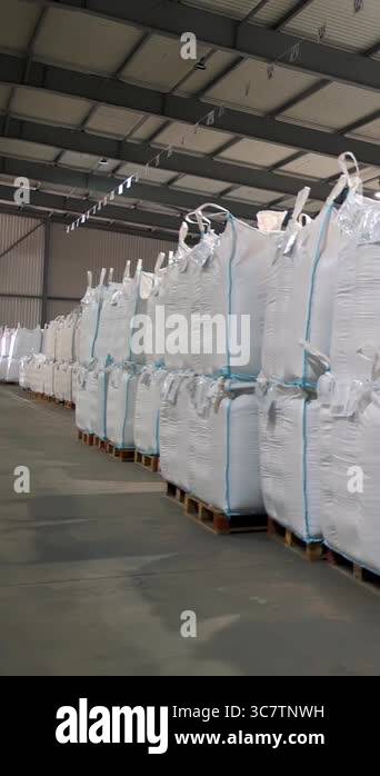 Agricultural storage. warehouse. bags of corn seed, grain. large ...