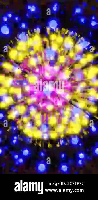 Seamless animation of glowing light colored balls. Festive animated ...
