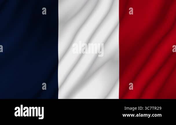 Animated background. France flag in 4k. National flag fluttering in the ...