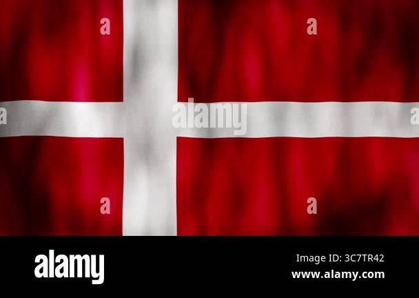 Animated background. Denmark flag in 4k. National flag fluttering in ...