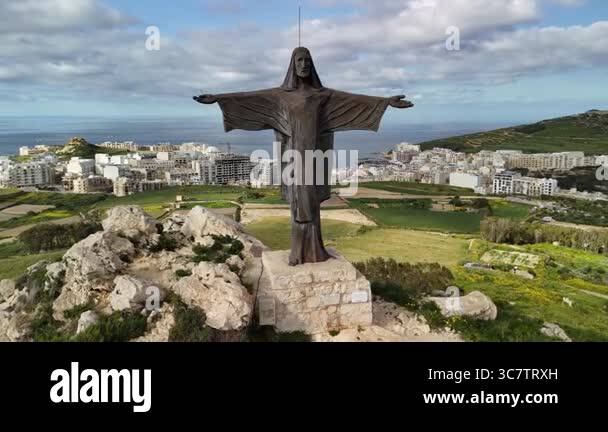 This aerial perspective showcases the striking Christ the Redeemer ...