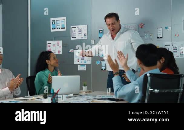 Group of professional businesspeople clapping hand at meeting ...