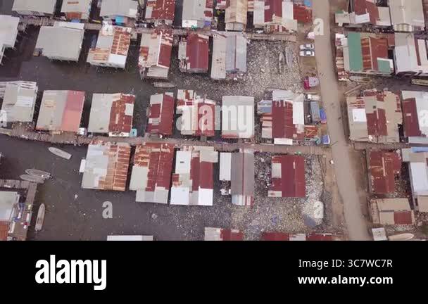 Aerial drone shot of Hanuabada village in Capital City Port Moresby ...