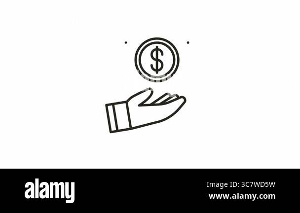 A seamless looping animation of a hand holding and tossing a dollar ...