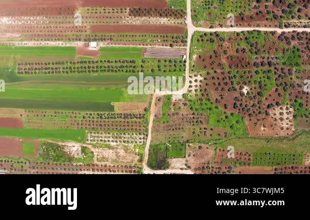 aerial photo of a rural area in the countryside, small farming lots ...