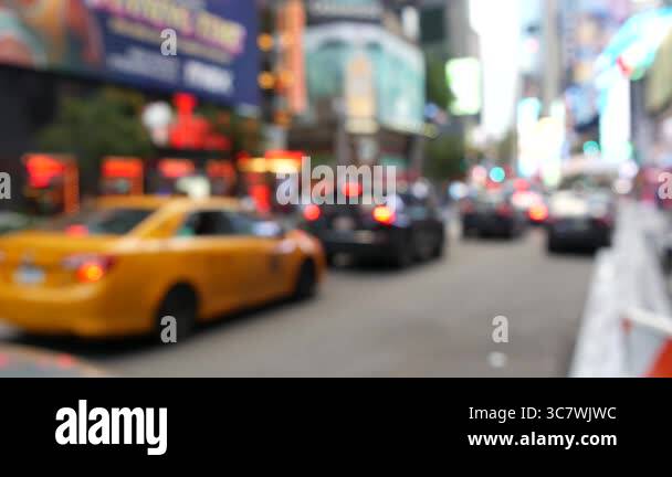 New York City Times Square, Manhattan Midtown Broadway street, USA. American NYC yellow taxi cab ...