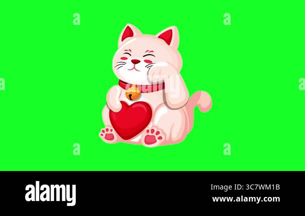 Maneki Neko Love Character Cartoon Animated Stock Video Footage - Alamy