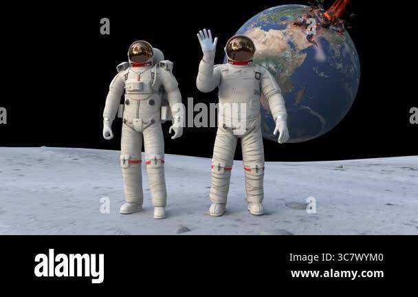 astronauts on moon surface animation Stock Video Footage - Alamy