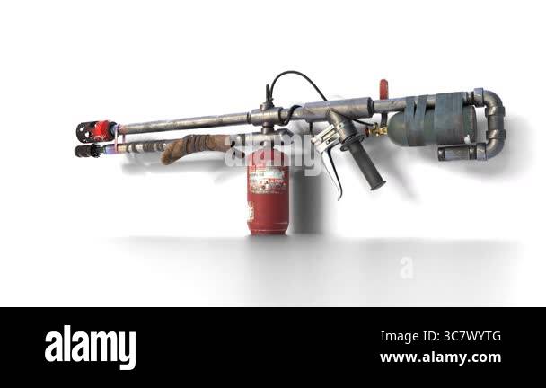 flamethrower gun on white background Stock Video Footage - Alamy
