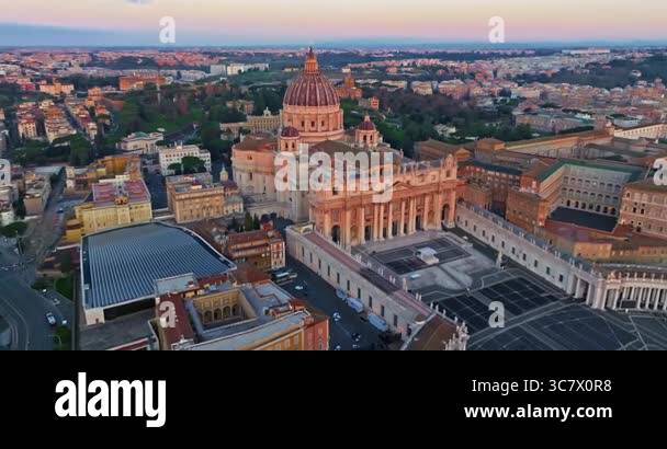 Aerial shot of the Vatican city state in Rome, Italy. Drone view of ...