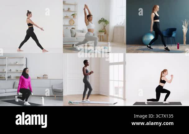 A mix of ladies in comfortable clothing engage in various fitness ...