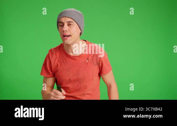 Rude and uneducated drunk man harassing pretty girls passing by on the ...