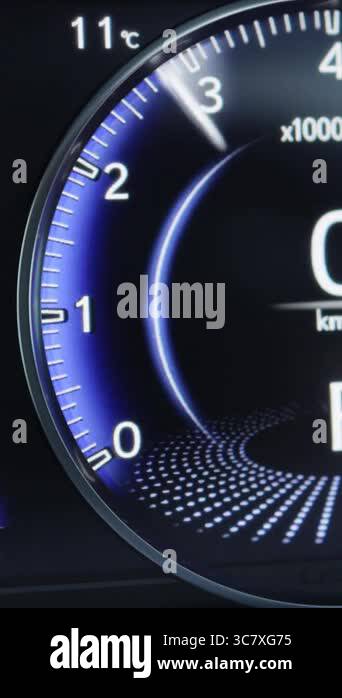 Vertical Video of Car tachometer engine revving needle indicates ...
