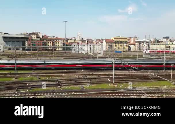 trains on main railway station of the city of Milan, Italy Stock Video ...