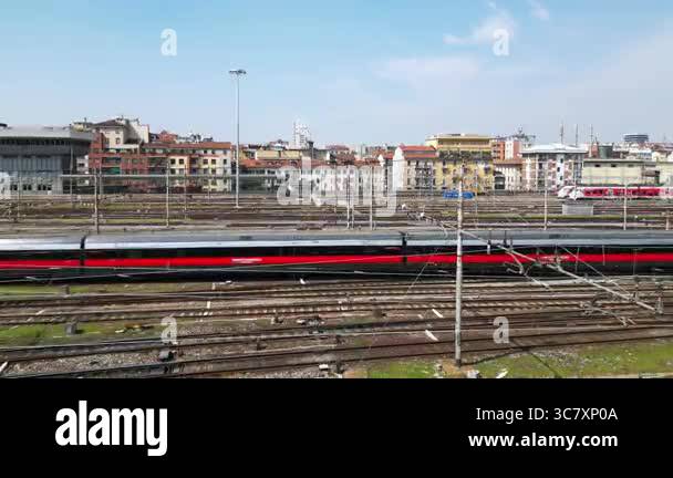 trains on main railway station of the city of Milan, Italy Stock Video ...
