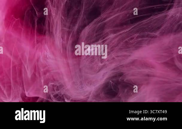 Vapor cloud. Paint splash water. Defocused pink color dye haze floating ...