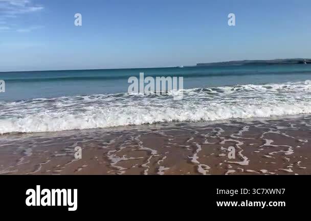 Beaches and coastline views of Santander. Bright sunny Spanish day ...