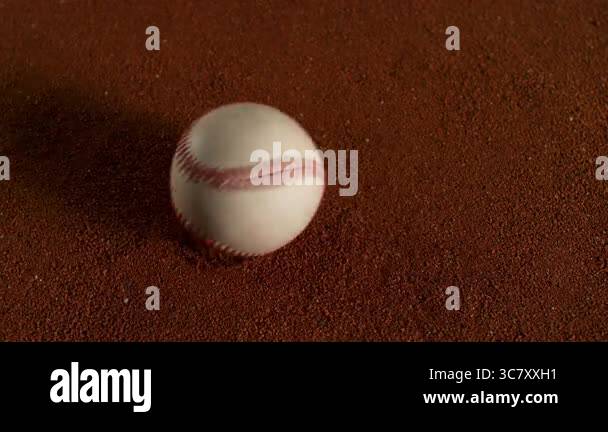 Baseball Ball Hits Clay in Super Slow Motion, 1000fps. Filmed with High ...
