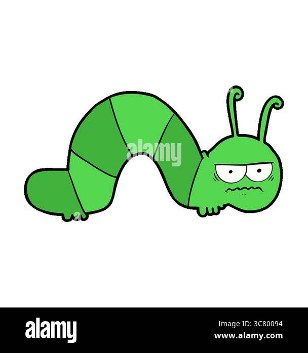 A simple looping animated cartoon grumpy caterpillar Stock Video ...