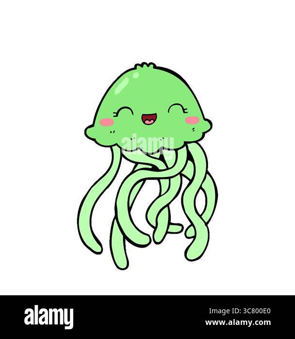 A simple looping animated cute cartoon jellyfish Stock Video Footage ...