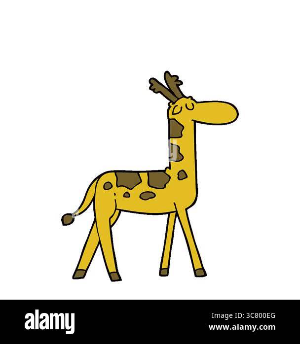 A simple looping animated cartoon doodle funny giraffe Stock Video ...