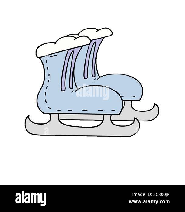 A simple looping animated hand drawn cartoon doodle ice skate boots ...