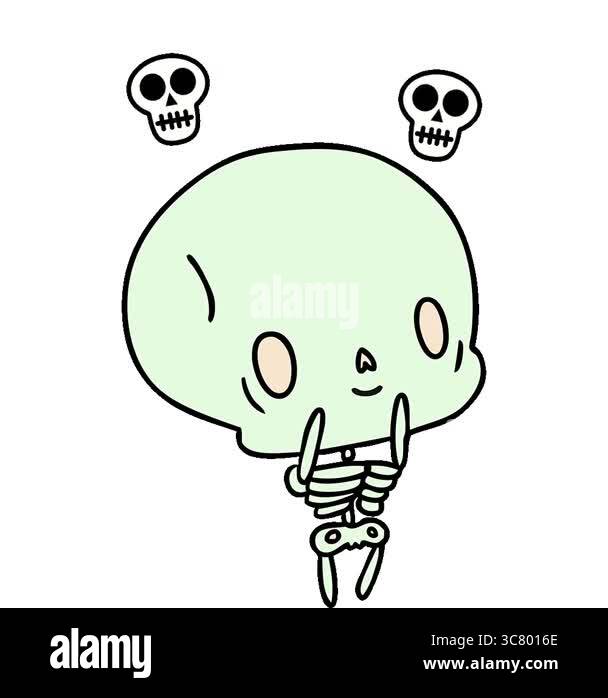 A simple looping animated cartoon illustration kawaii cute dead ...