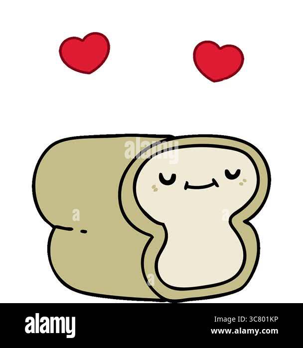 A simple looping animated cartoon loaf of bread with happy smile Stock ...