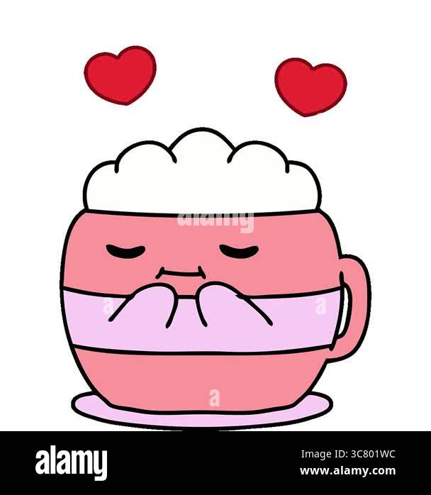A simple looping animated cartoon of a happy mug full of hot chocolate ...