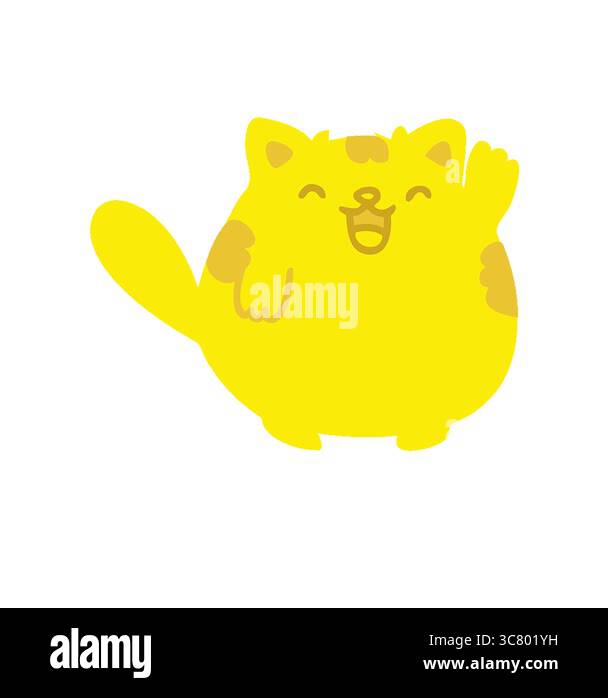 A simple looping animated cute cartoon cat waving Stock Video Footage ...