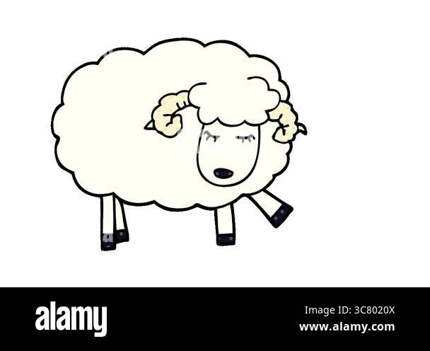 A simple looping animated cartoon doodle cute sheep Stock Video Footage ...