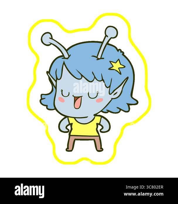 A simple looping animated happy alien girl cartoon Stock Video Footage ...