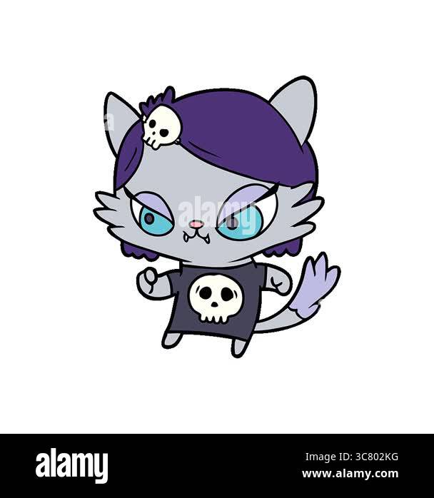 A simple looping animated cute cartoon tough cat girl Stock Video ...