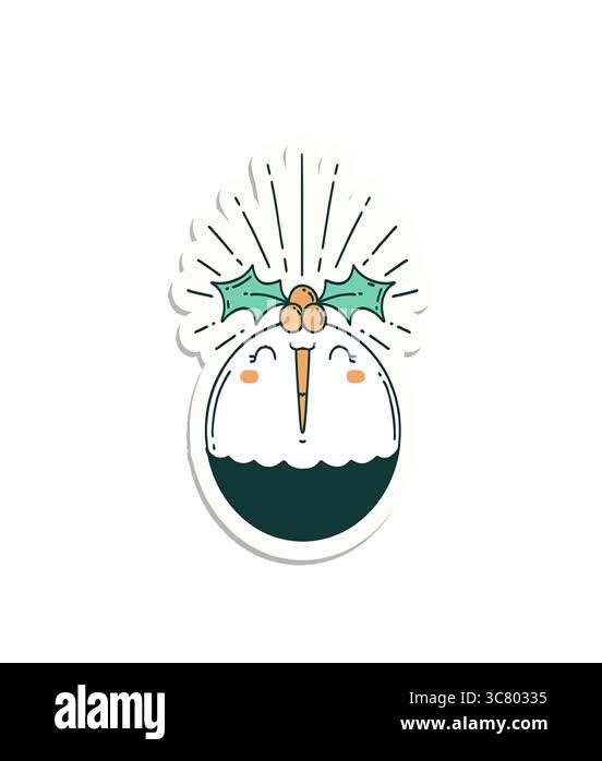 A simple looping animated sticker of a tattoo style singing christmas ...