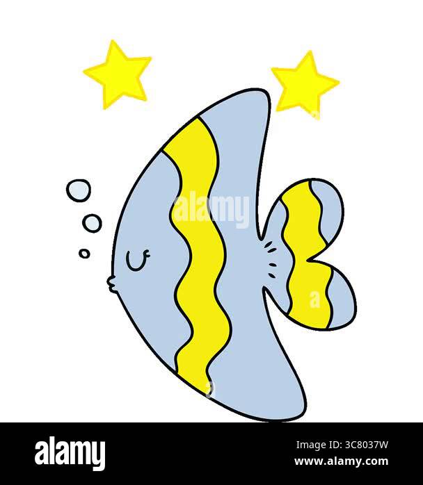 A simple looping animated hand drawn quirky cartoon fish Stock Video ...