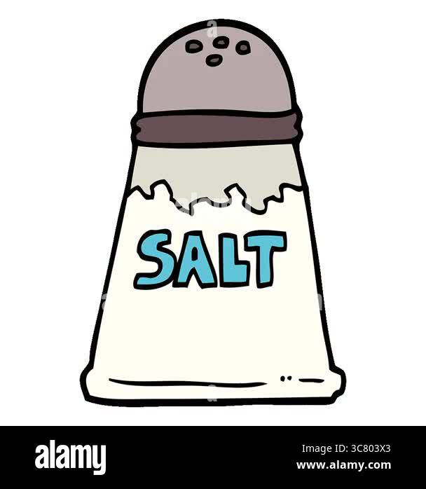 A simple looping animated hand drawn doodle style cartoon salt shaker ...