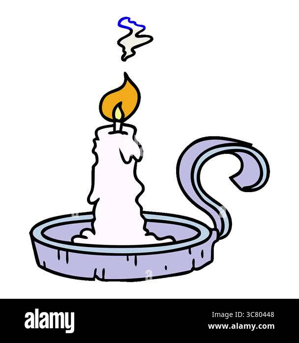 A simple looping animated hand drawn cartoon doodle of a candle holder ...