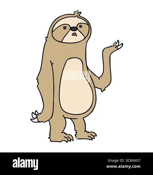 A simple looping animated hand drawn quirky cartoon sloth Stock Video ...