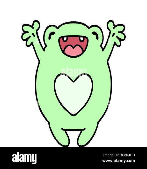 A simple looping animated cartoon of a happy frog in love Stock Video ...