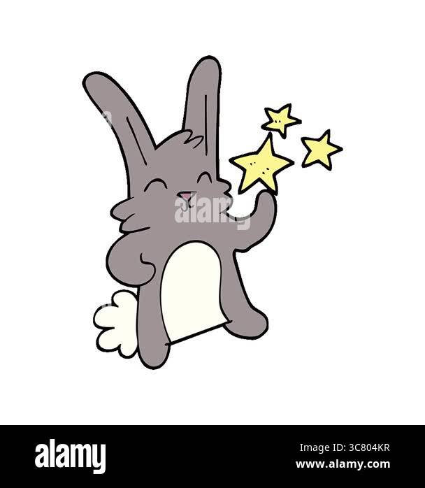 A simple looping animated cartoon doodle happy rabbit Stock Video ...